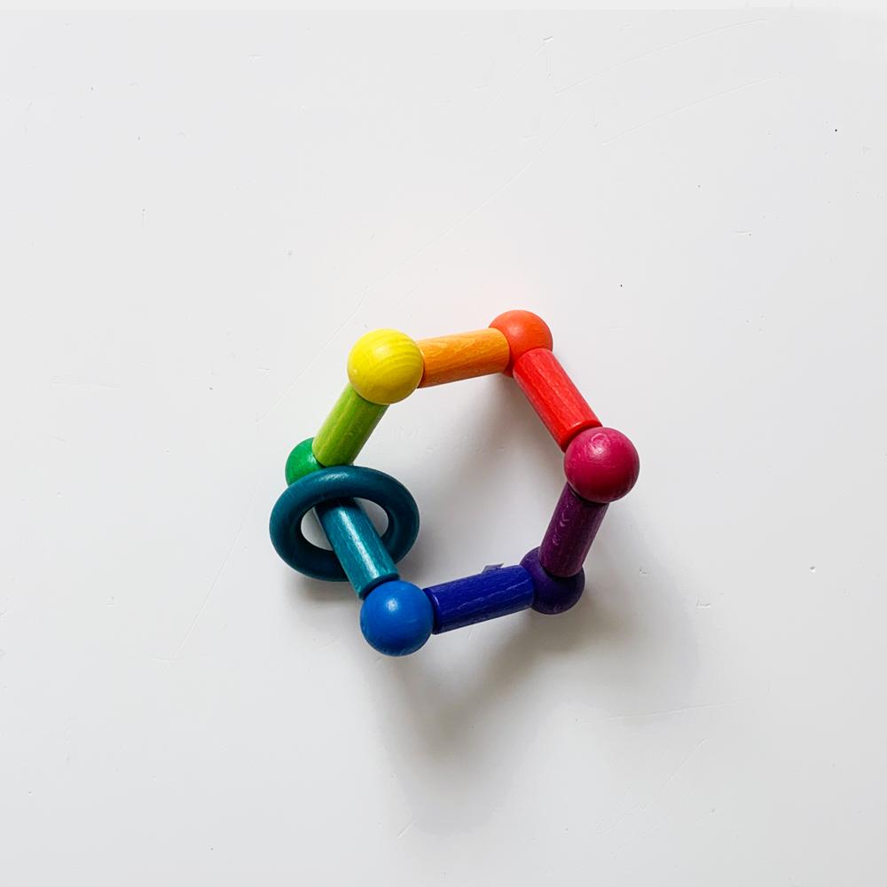 Rainbow Rattle Grasper – Wooden Heart Galway